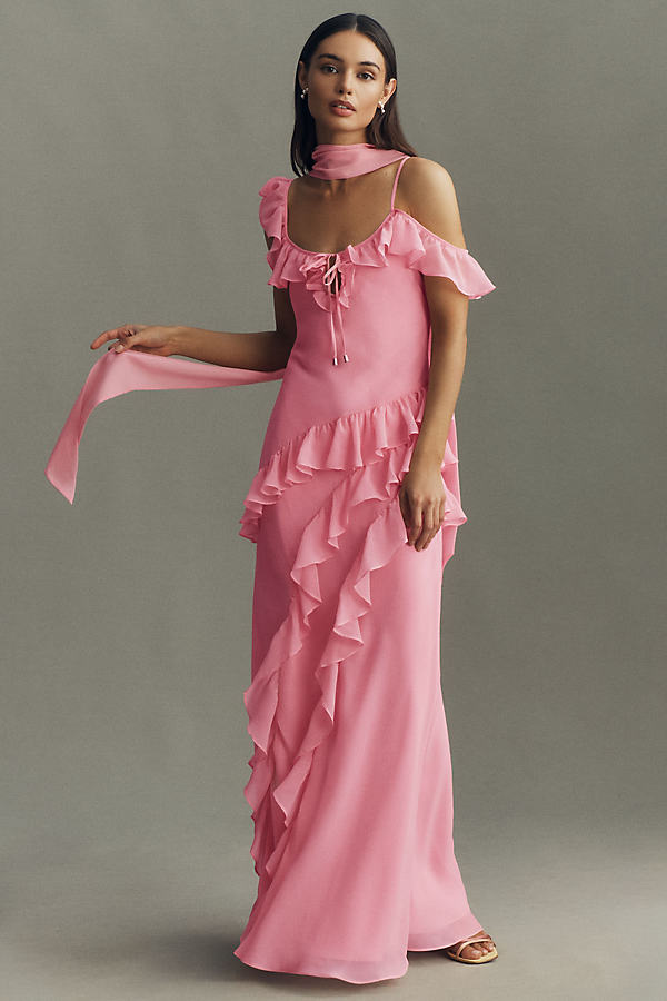 BHLDN BHLDN Lottie Ruffled Chiffon Gown